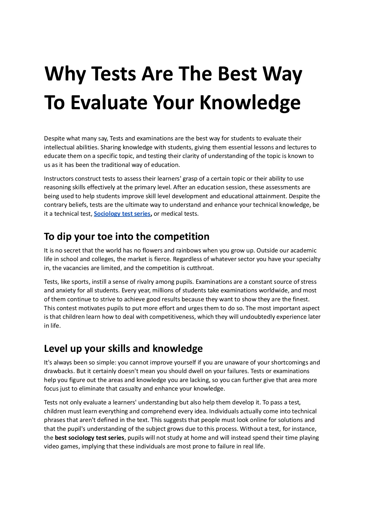Why Tests Are The Best Way To Evaluate Your Knowledge.docx - eliteias ...