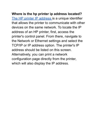 Where is the hp printer ip address located?