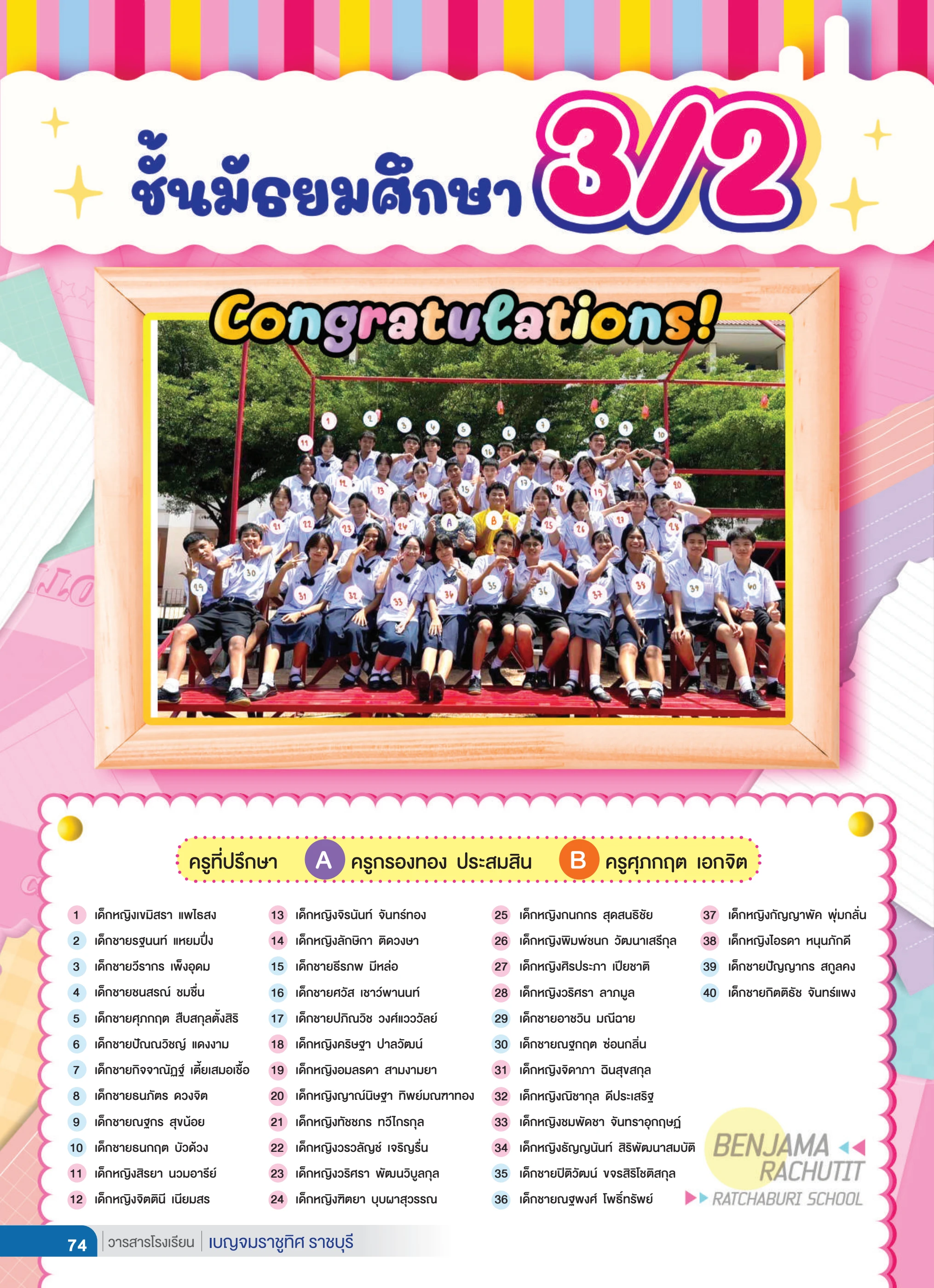 วารสารประชาสัมพันธ์โรงเรียนเบญจมราชูทิศ ราชบุรี ประจำภาคเรียนที่ 2 ปีการศึกษา 2567 - benjamas ...