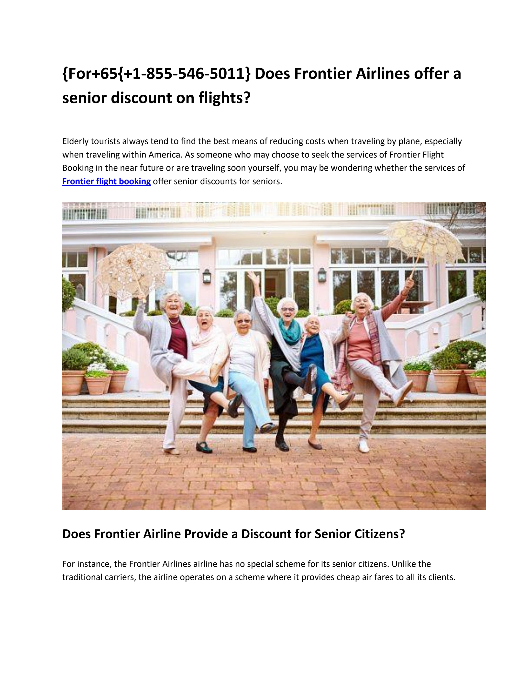 +1-855-546-5011 Find Frontier Airlines Senior Discounts for 65 ...