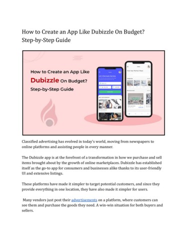 How to Create an App Like Dubizzle on a Budget
