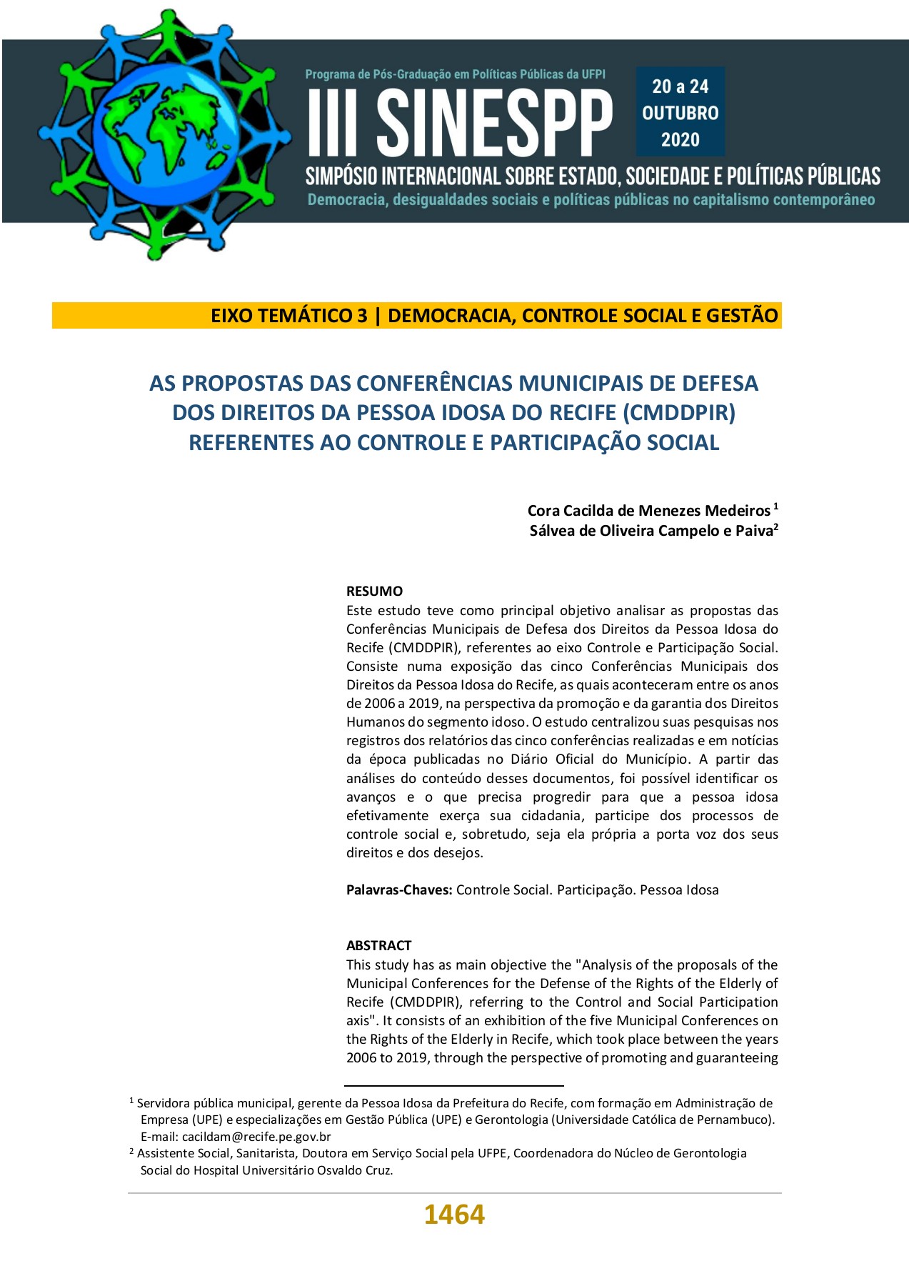 EIXO 3 - Democracia, Controle Social e Gestão Pública - Editora Lestu ...