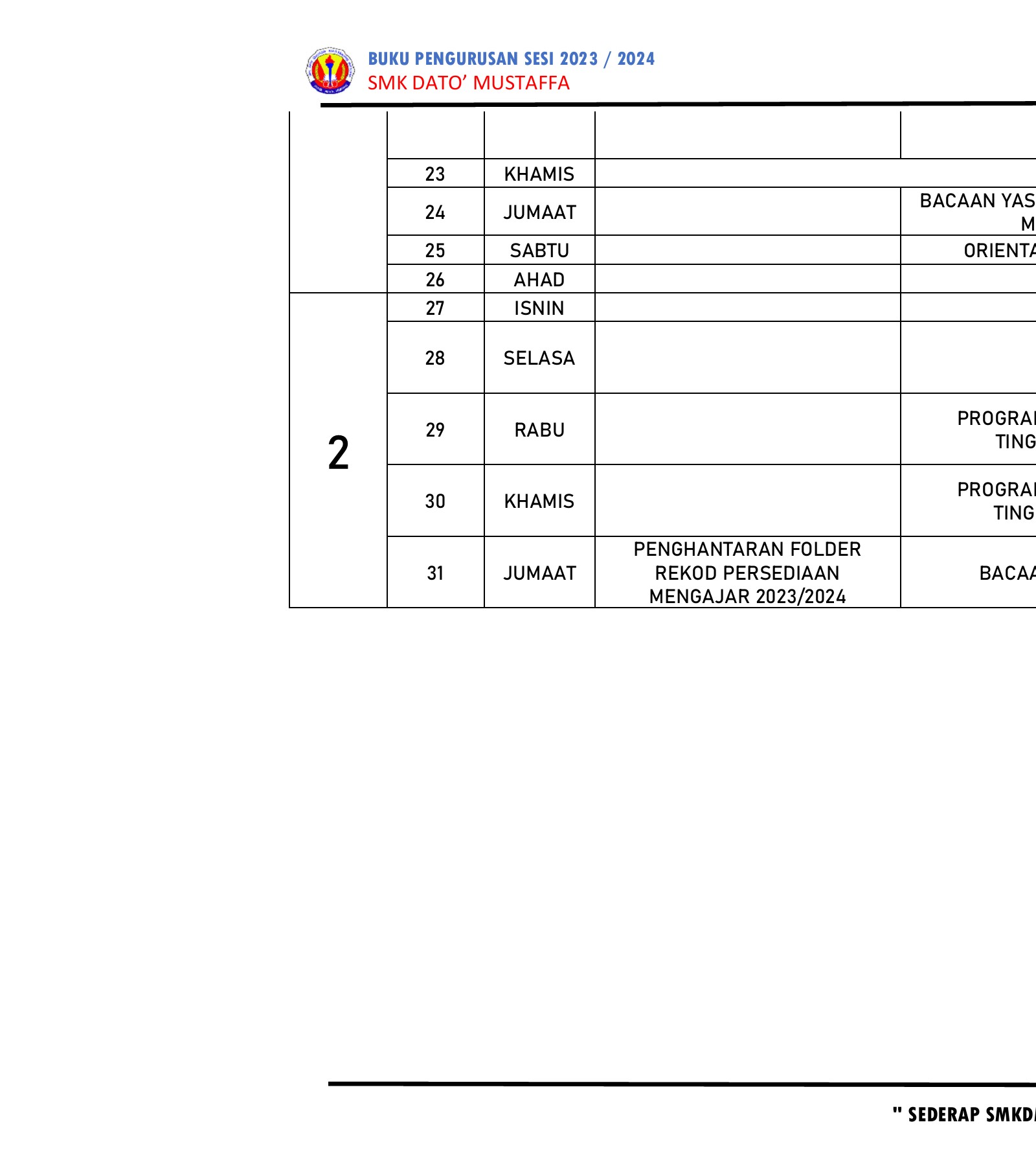 BUKU PENGURUSAN SMK DATO' MUSTAFFA TAHUN 2023 - RUSNI BINTI SHAMSUDDIN KPM-Guru - Page 126 ...