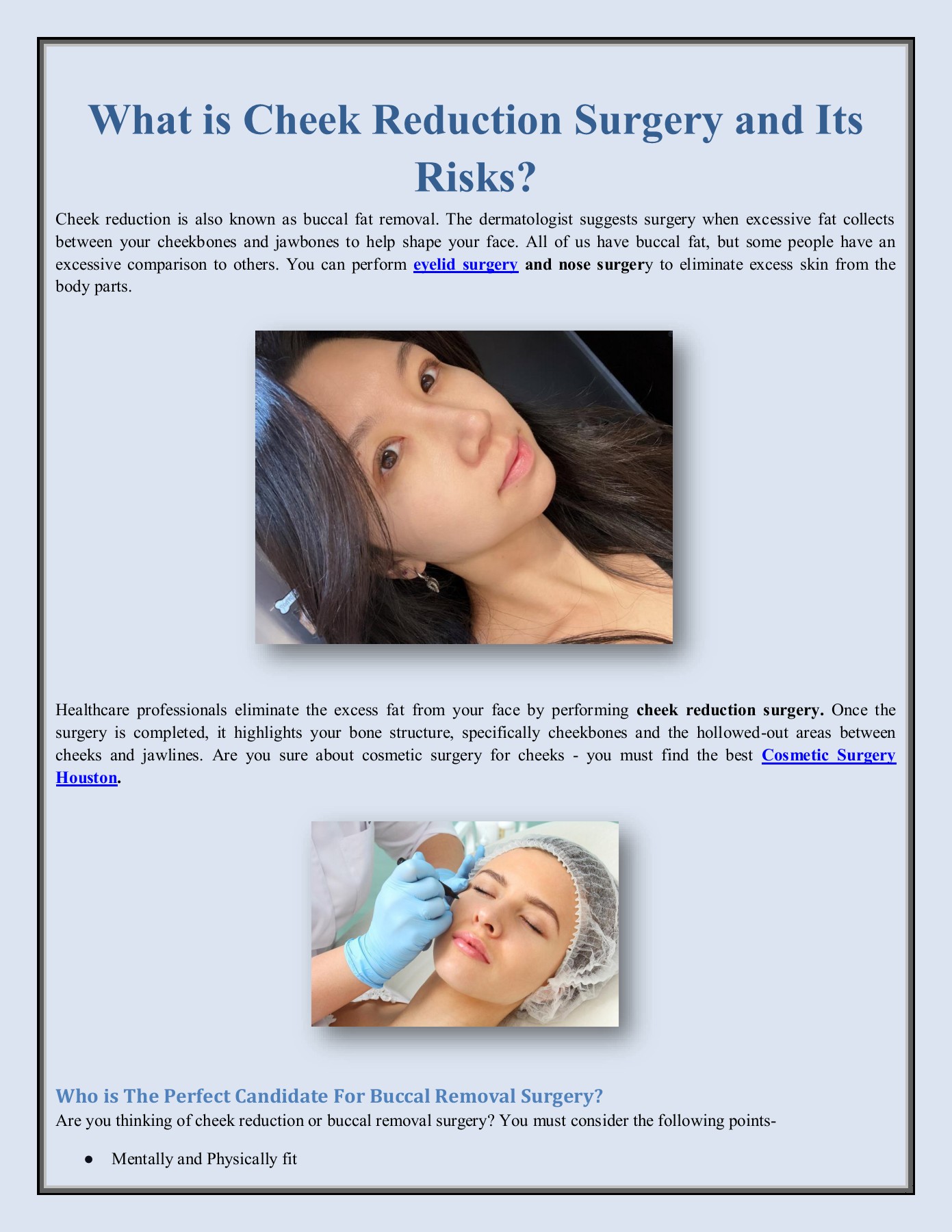 What is Cheek Reduction Surgery and Its Risks? - Kane howard - Page 1 ...