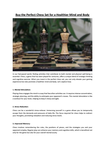 Buy the Perfect Chess Set for a Healthier Mind and Body - Staunton ...
