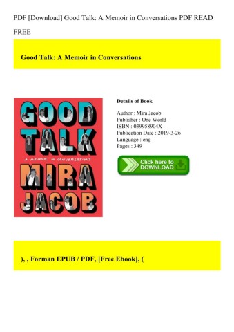 PDF [Download] Good Talk A Memoir in Conversations PDF READ FREE ...