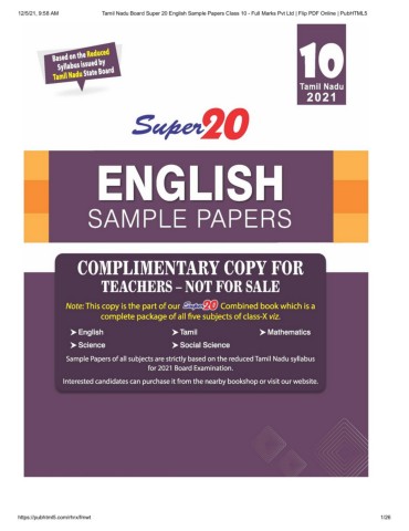 Super 20 English Sample Papers Class 10 - _ - ABHAY R.S - Page 1 | Flip PDF Online | PubHTML5