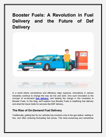 Booster Fuels: A Revolution in Fuel Delivery and the Future of Def Delivery