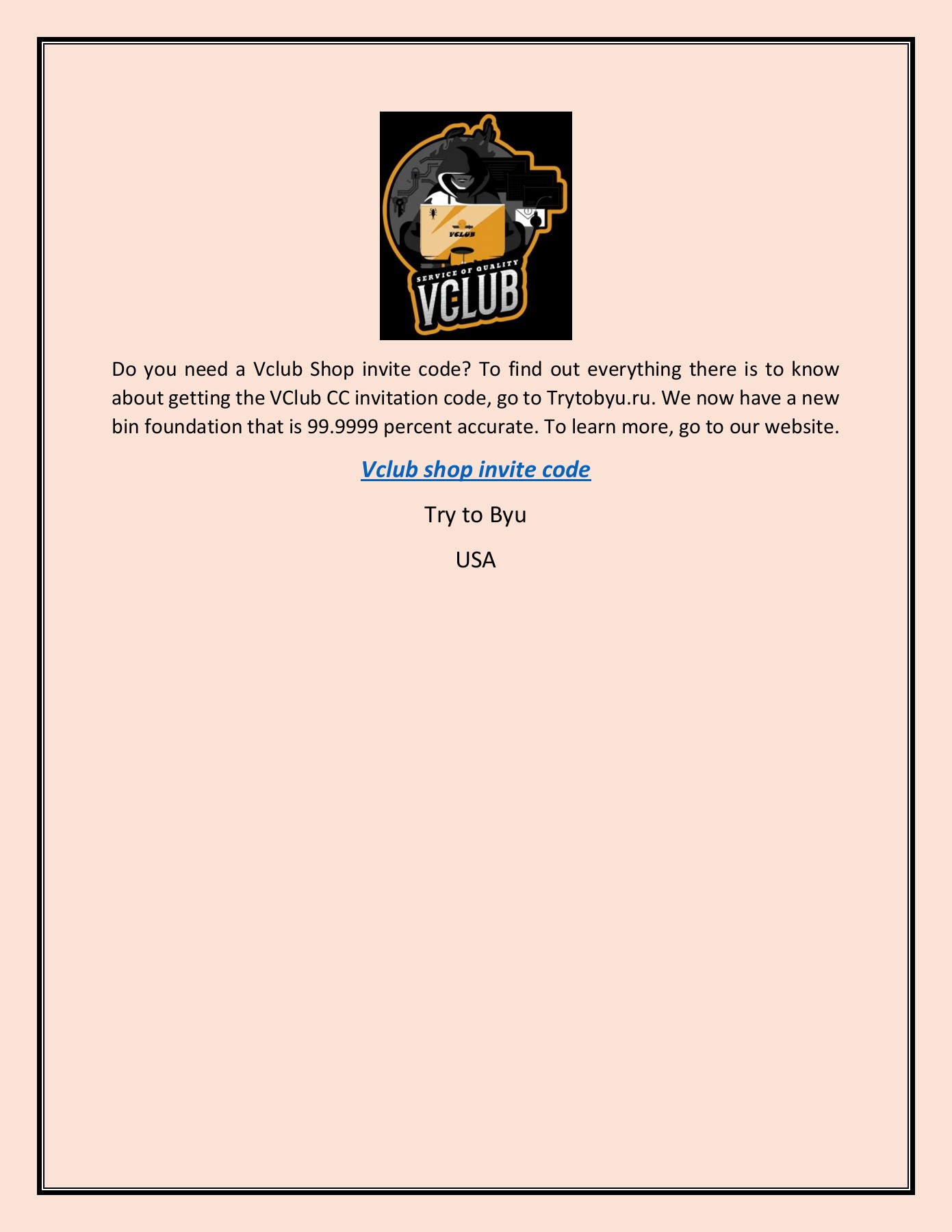 Vclub Shop Invite Code Trytobyu - Try to Byu - Page 1 - 1 | Flip PDF ...