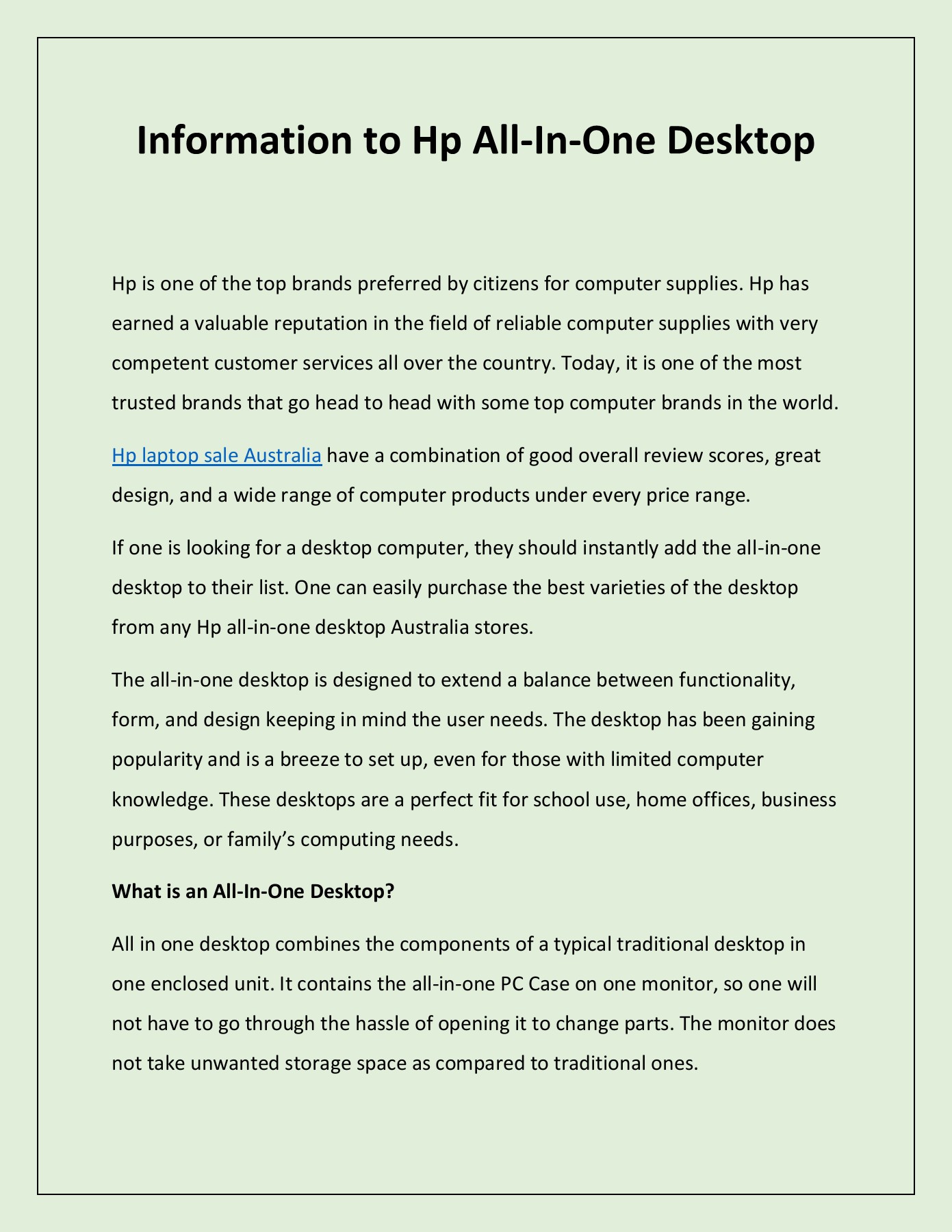 Information to Hp All-In-One Desktop - Adamson Wood - Page 1 - 3 | Flip ...