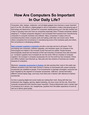 How Are Computers So Important In Our Daily Life - Adamson Wood - Page ...