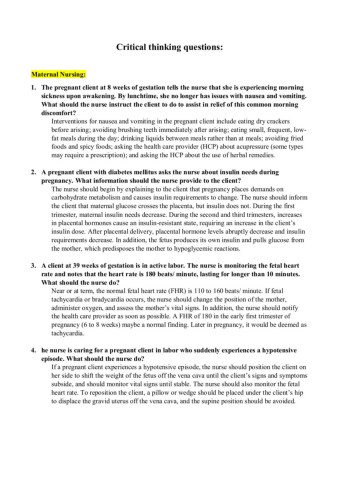 Critical thinking questions