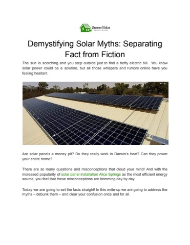 Demystifying Solar Myths: Separating Fact from Fiction