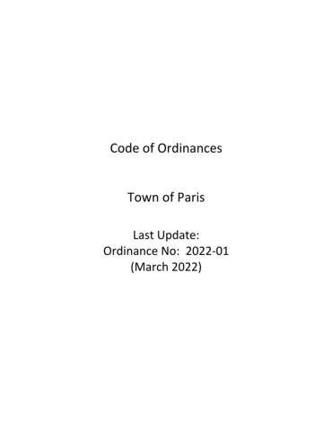 Paris Code of Ordinances March 2022