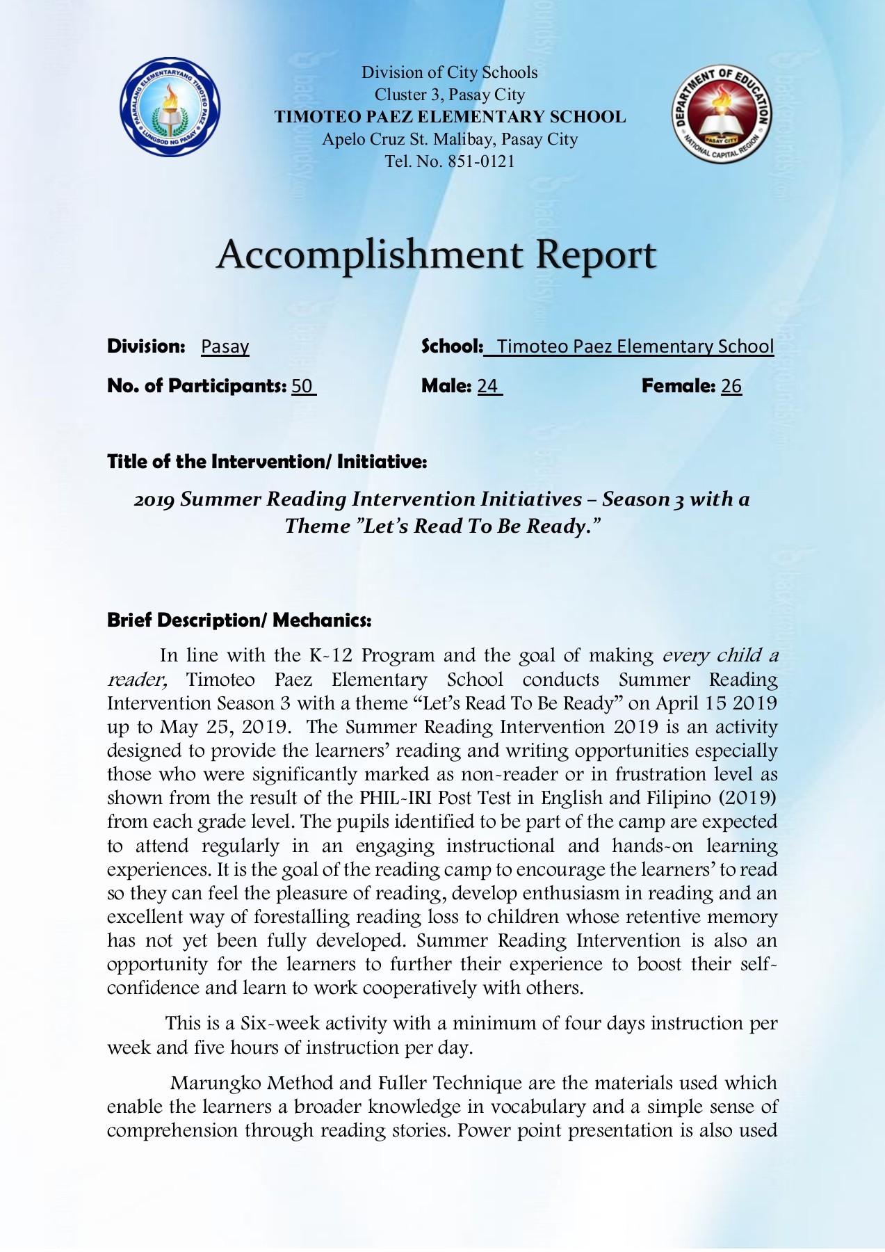 2019 Summer Reading Intervention Initiatives - Andres Añano - Page 2 | Flip PDF Online | PubHTML5
