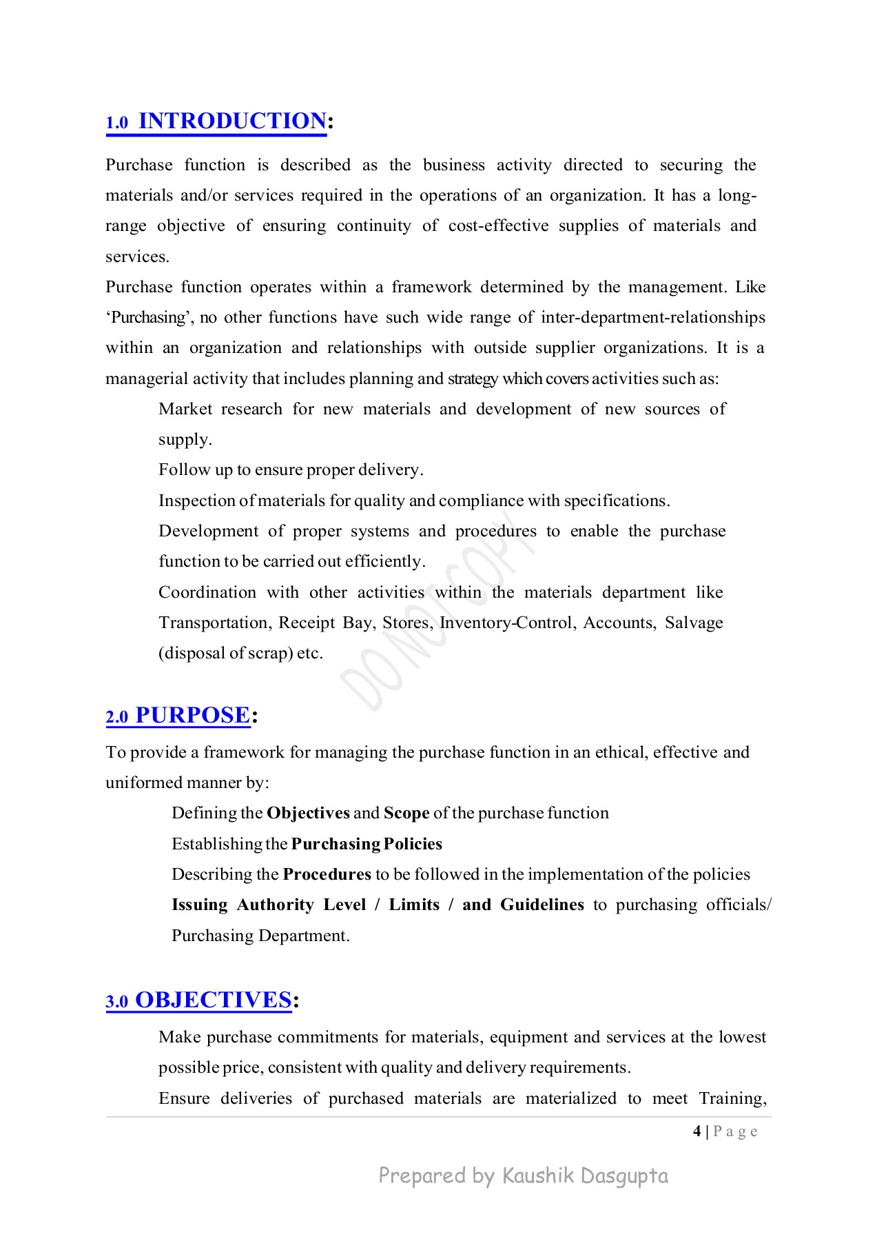 SOP - Standard Operating Procedure for Purchase Operation - kaydeejee ...