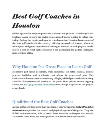 Best Golf Coaches in Houston to Improve Your Game