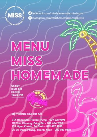 MENU MISS HOMEMADE
