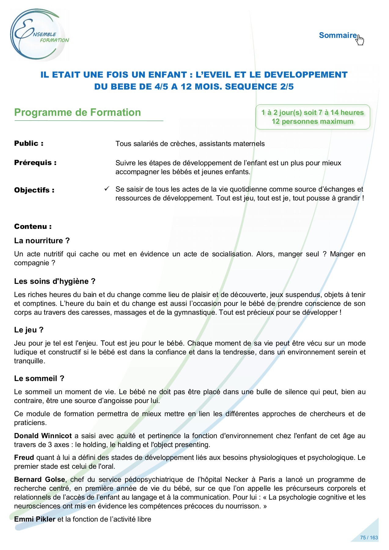 Catalogue de formations - Petite Enfance - Ensemble Formation - Page 75 | PDF Feuilletable en ...