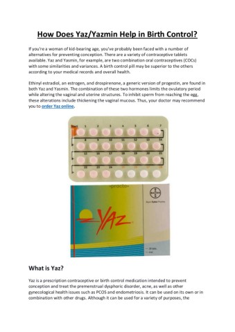 How Does Yaz or Yazmin Help in Birth Control - Peter Welch - Page 1 - 3 ...