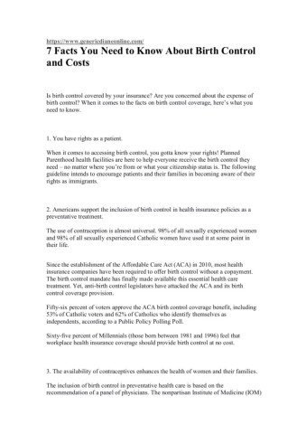 7 Facts You Need to Know About Birth Control and Costs