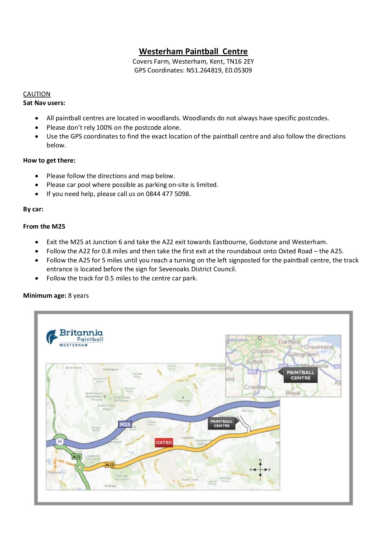 Britannia Westerham paintballing centre directions & map - allisa ...