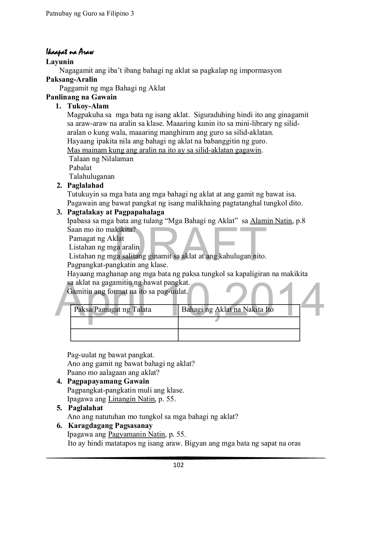 Filipino Grade 3 - Palawan BlogOn - Pahina 102 | Online na PDF | PubHTML5