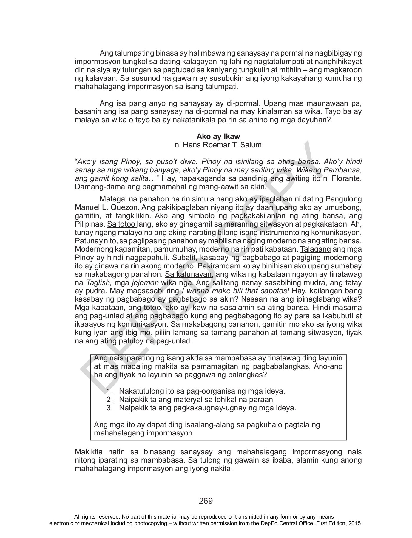 Filipino Grade 10 (Modyul 1-3) - Palawan BlogOn - Pahina 301 | Online ...