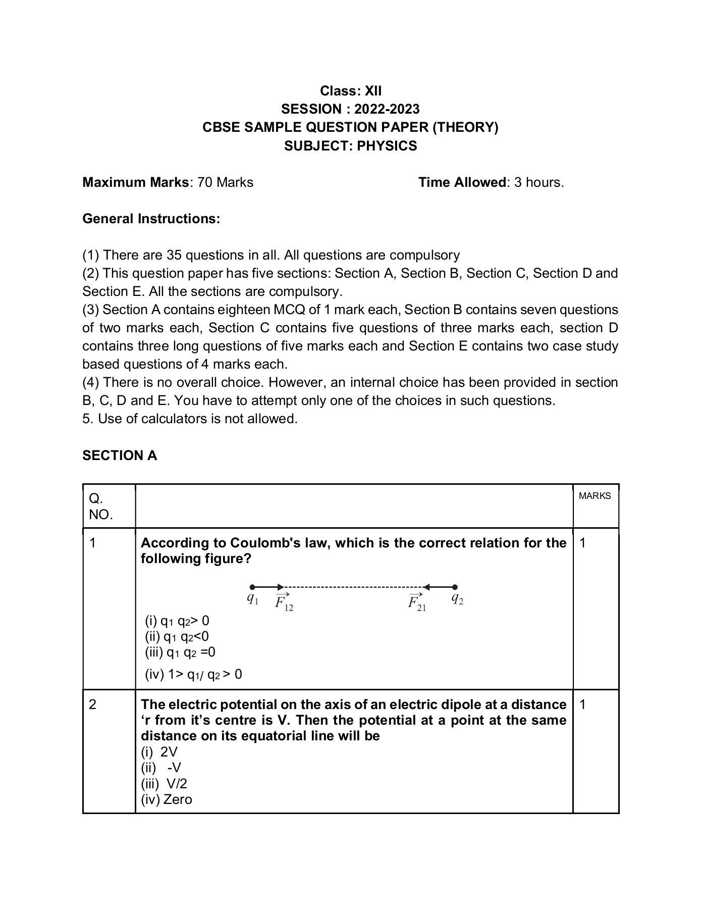 NBSE Physics Class 12 Sample Papers - info - Page 1 - 14 | Flip PDF ...