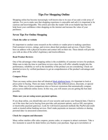 Tips For Shopping Online