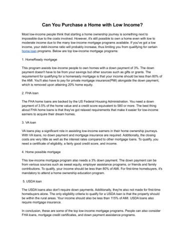 Can You Purchase a Home with Low Income - maximustruby - Page 1 - 2 ...