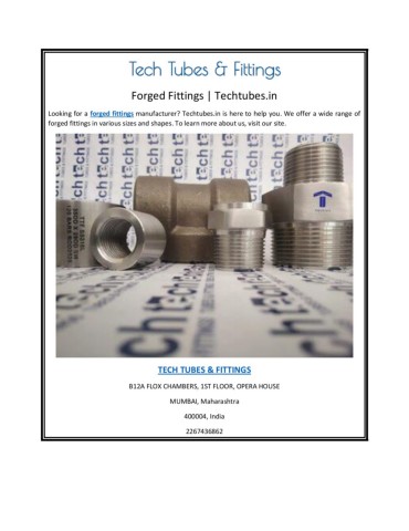 Forged Fittings | Techtubes.in - TECH TUBES & FITTINGS - Page 1 | Flip ...