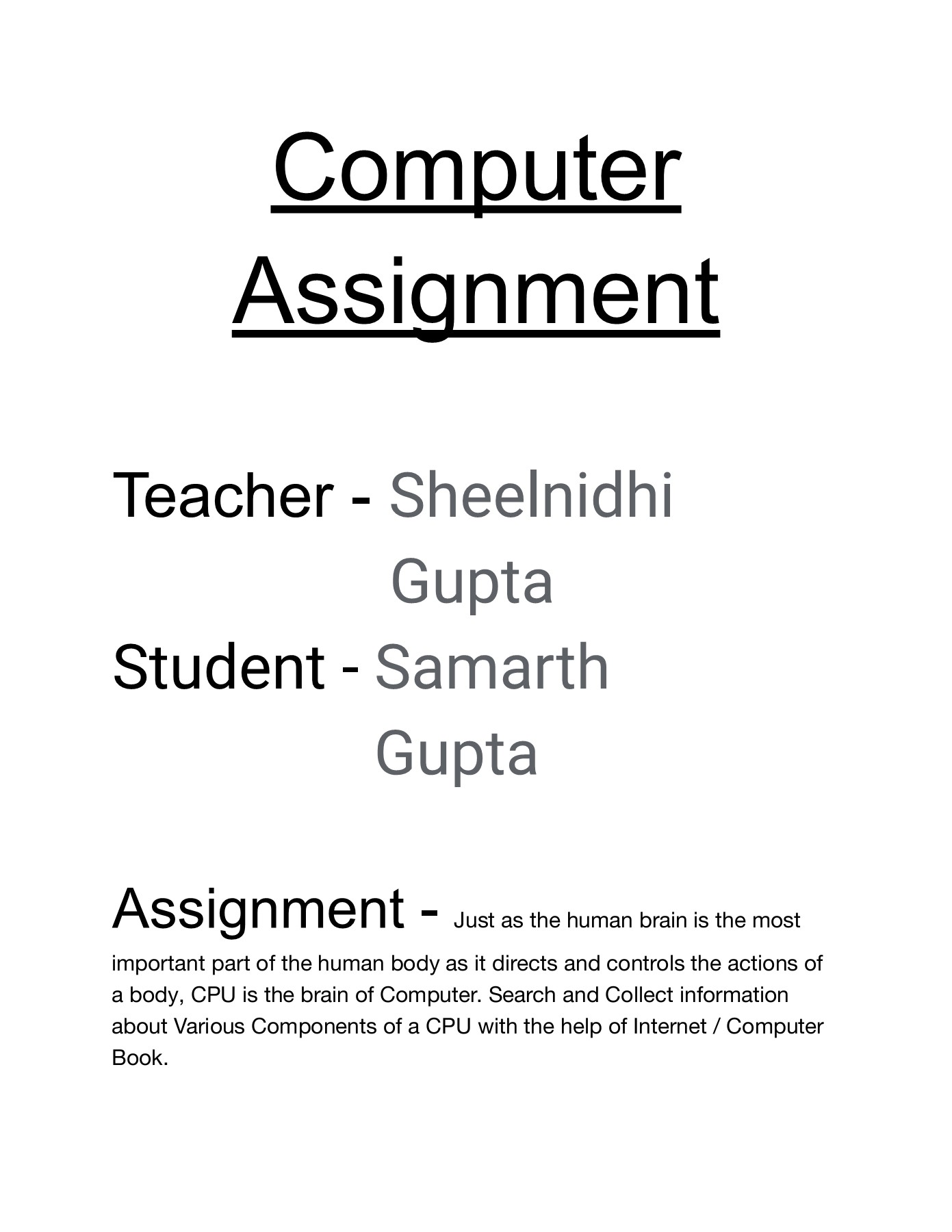 Computer assignment - Samarth Gupta - samarth gupta - Page 1 - 8 | Flip ...