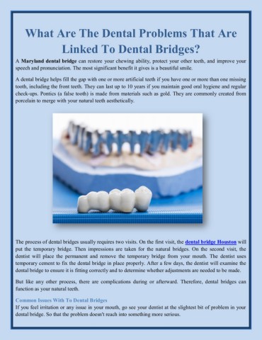 What Are The Dental Problems That Are Linked To Dental Bridges?