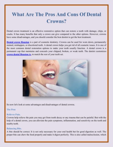 What Are The Pros And Cons Of Dental Crowns