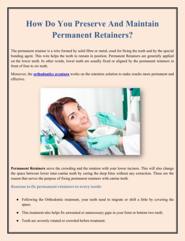 How Do You Preserve And Maintain Permanent Retainers?
