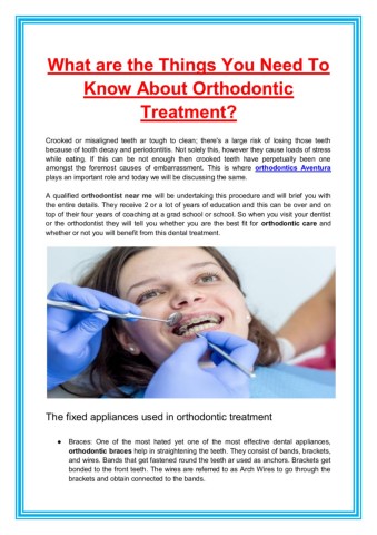 What are the Things You Need To Know About Orthodontic Treatment