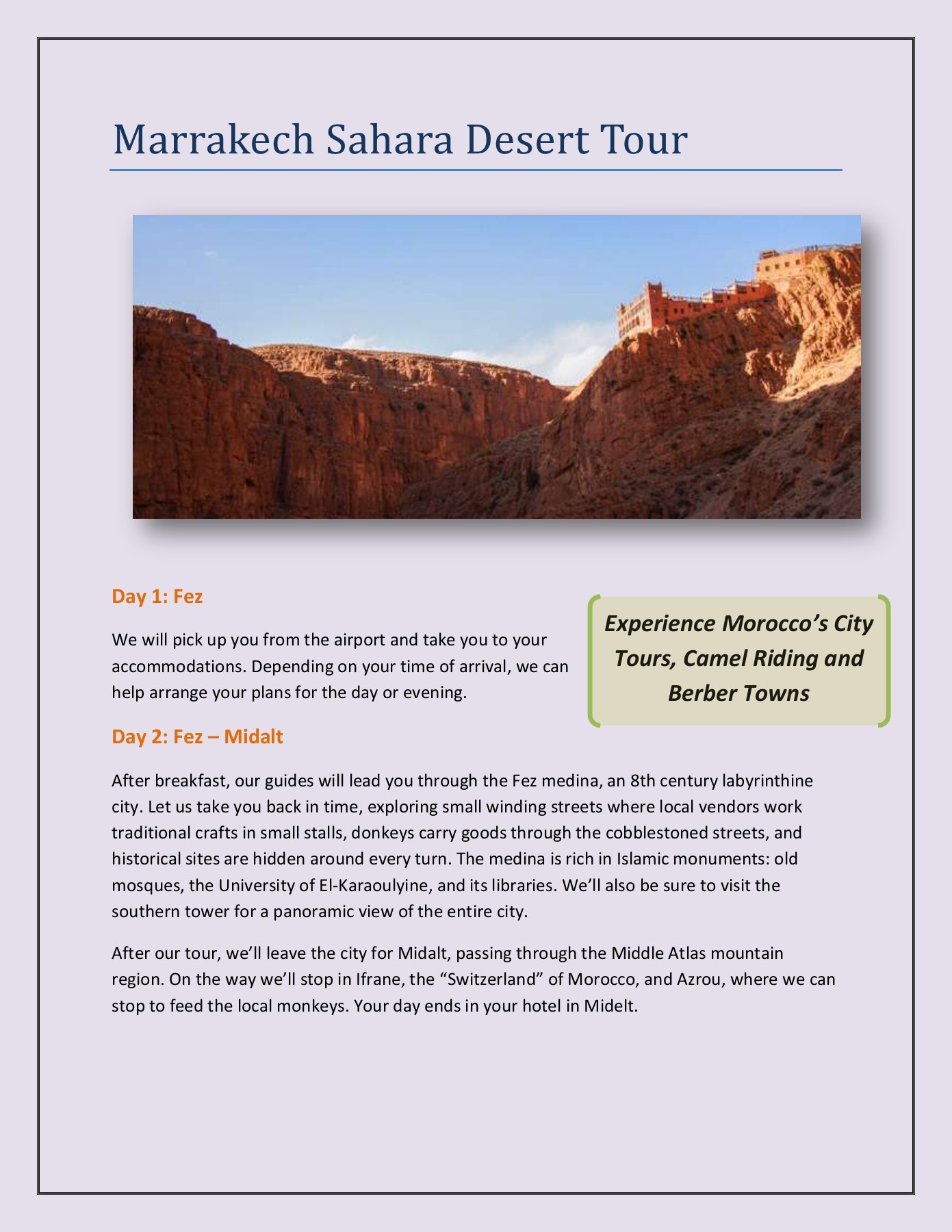 Marrakech Sahara Desert Tour - moroccoadventures.com - Page 1 - 3 ...