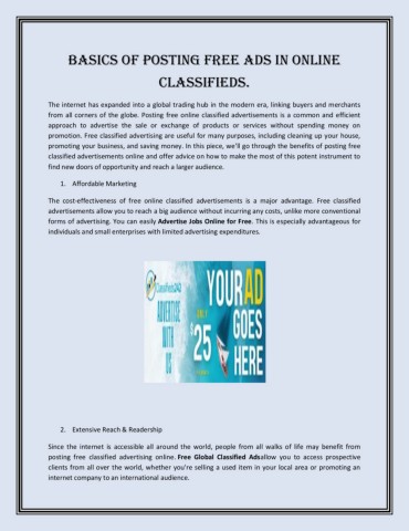 Basics of posting free ads in online classifieds