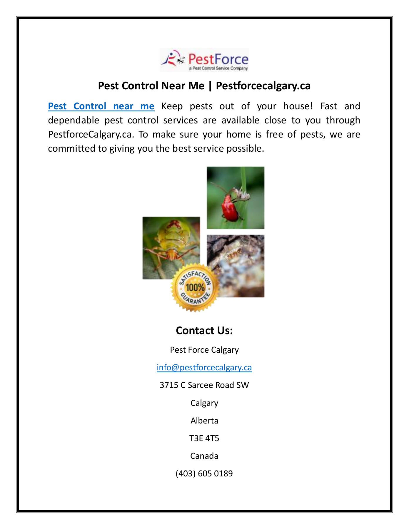 Pest Control Near Me | Pestforcecalgary.ca - Pest Force - Page 1 - 1 | Flip PDF Online | PubHTML5
