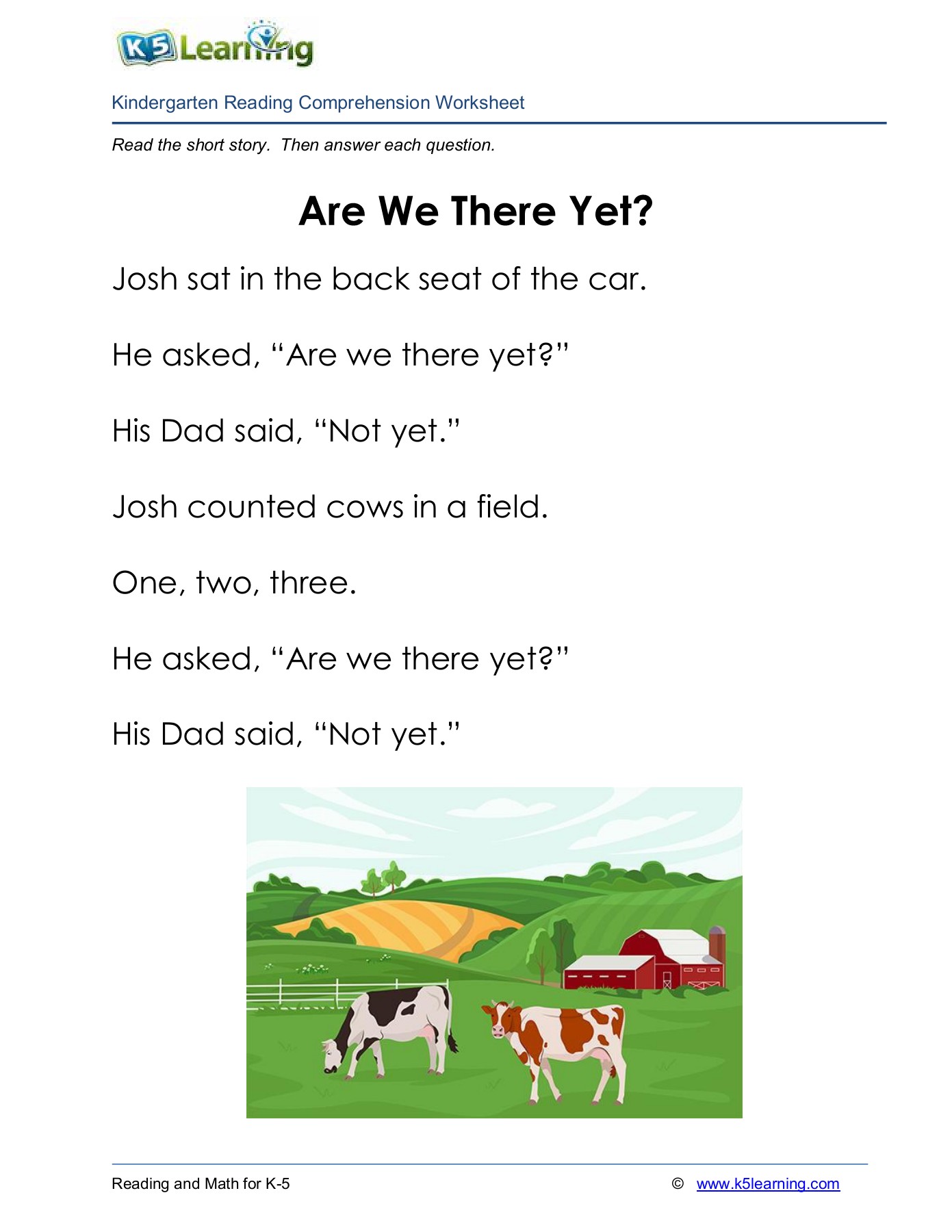 reading-comprehension-story-are-we-there-yet - Donna Curtis - Page 1 ...
