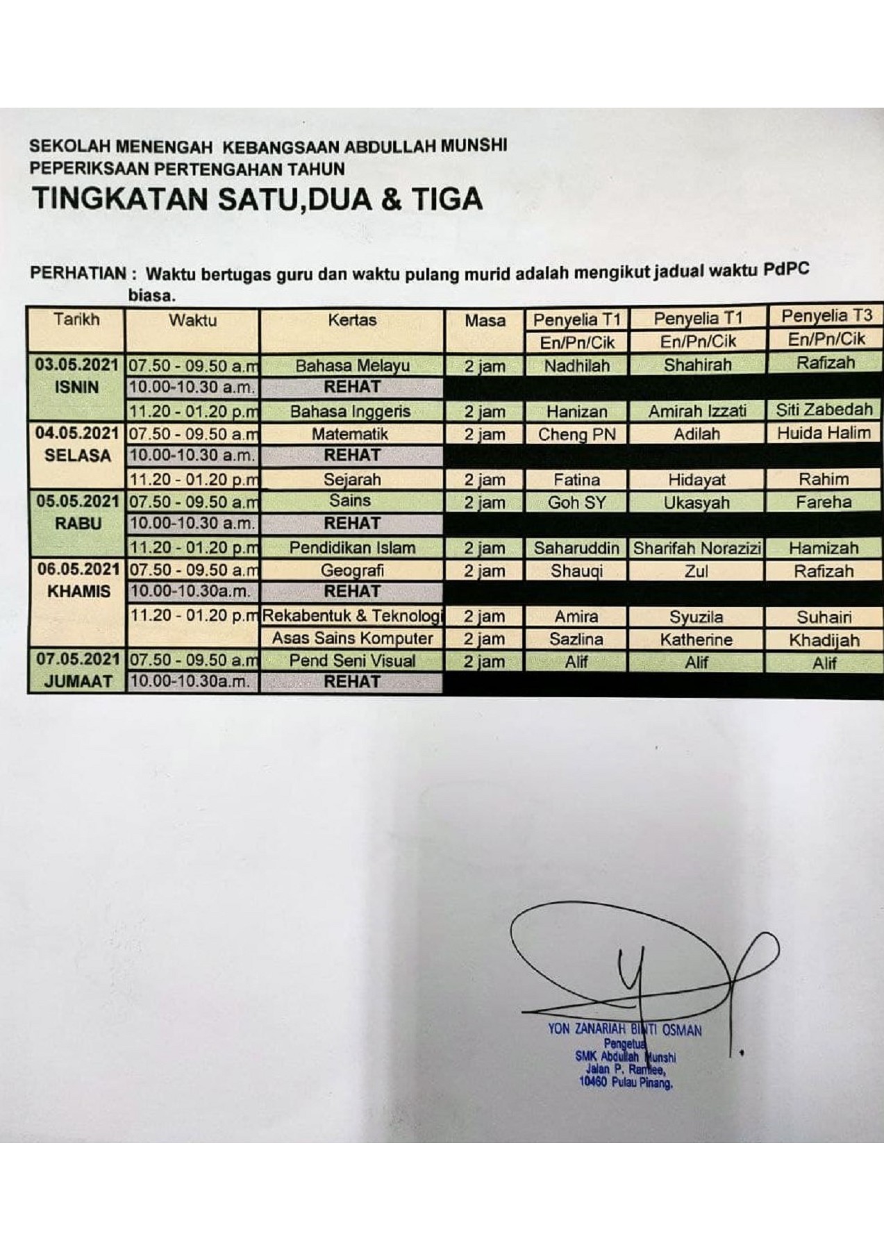 JADUAL PPT MUNSHI 2021 - FIRDAUS BASHARALDIN - Muka Surat 1 - 2 ...