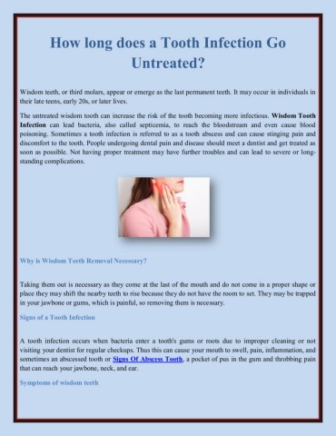 How long does a Tooth Infection Go Untreated?