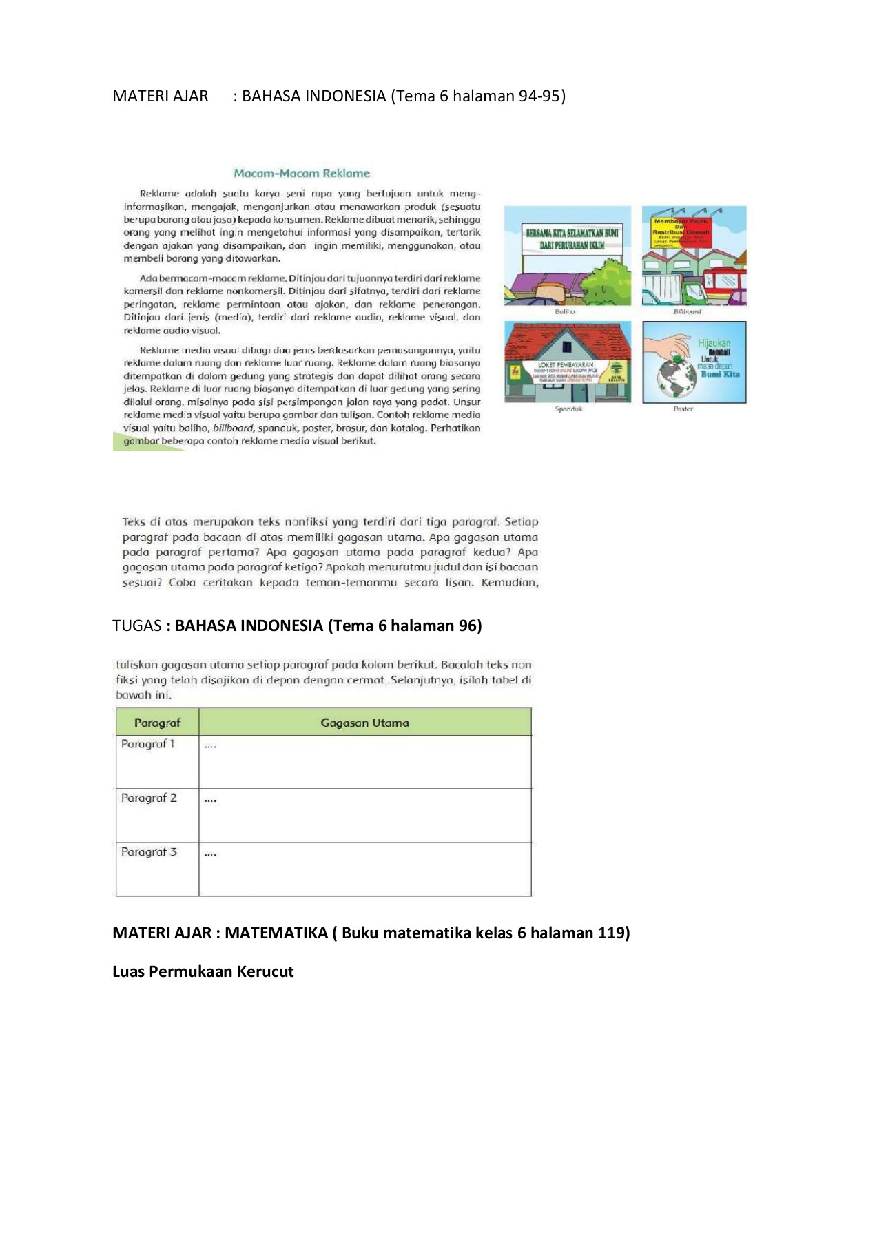 MODUL TEMA 6 KELAS 6 - snurleli35 - Halaman 136 | PDF Online | PubHTML5