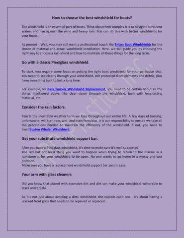 How to choose the best windshield for boats-converted