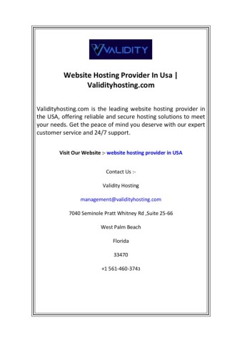 Website Hosting Provider In Usa Validityhosting.com