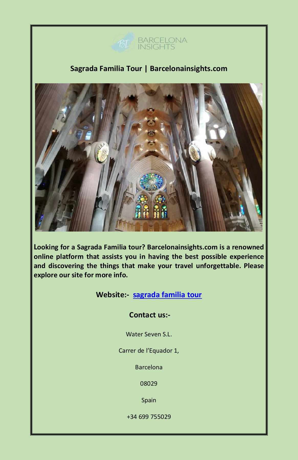 Sagrada Familia Tour | Barcelonainsights.com - Seven Water - Page 1 - 1 ...