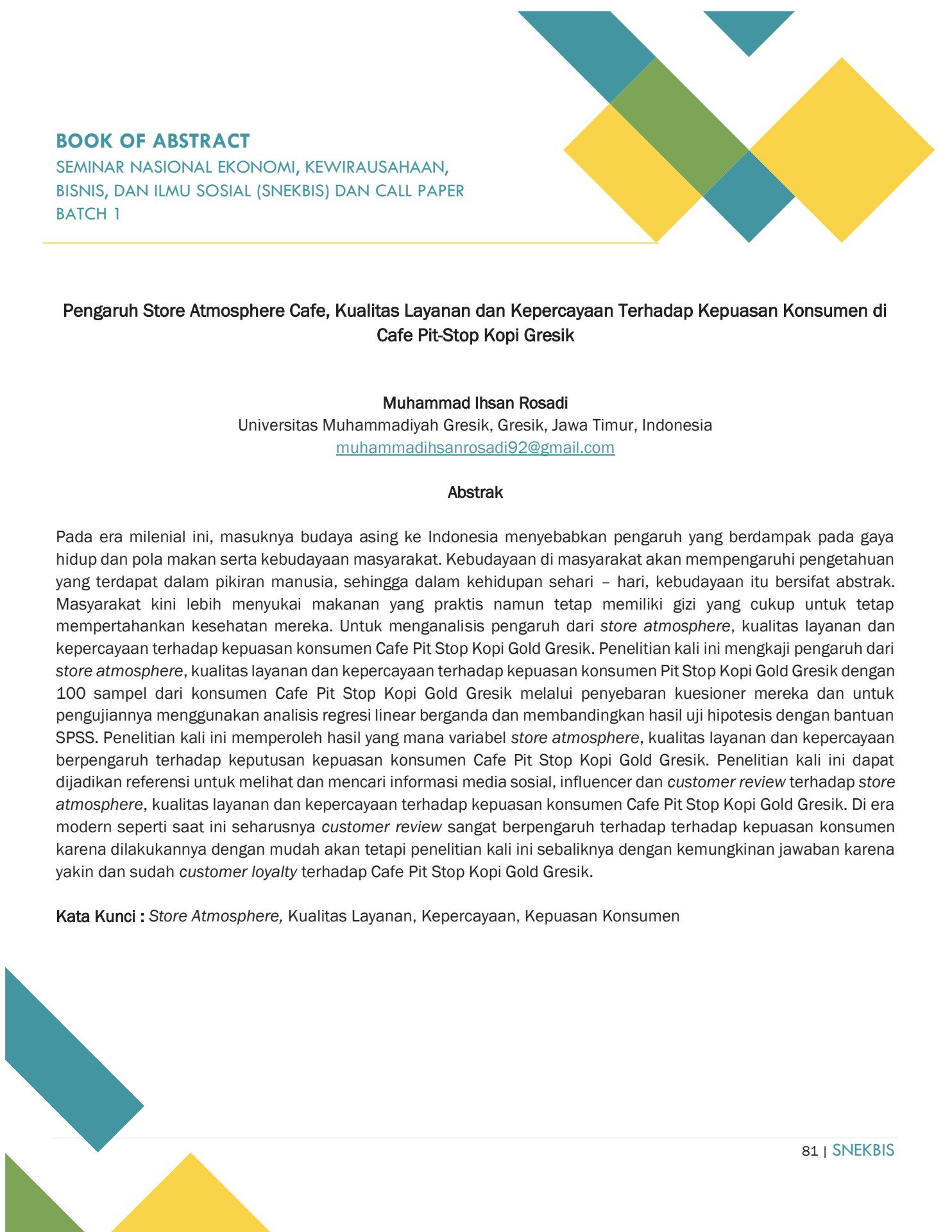 PROCEEDING BOOK OF ABSTRACT - UMG - Halaman 106 | PDF Online | PubHTML5