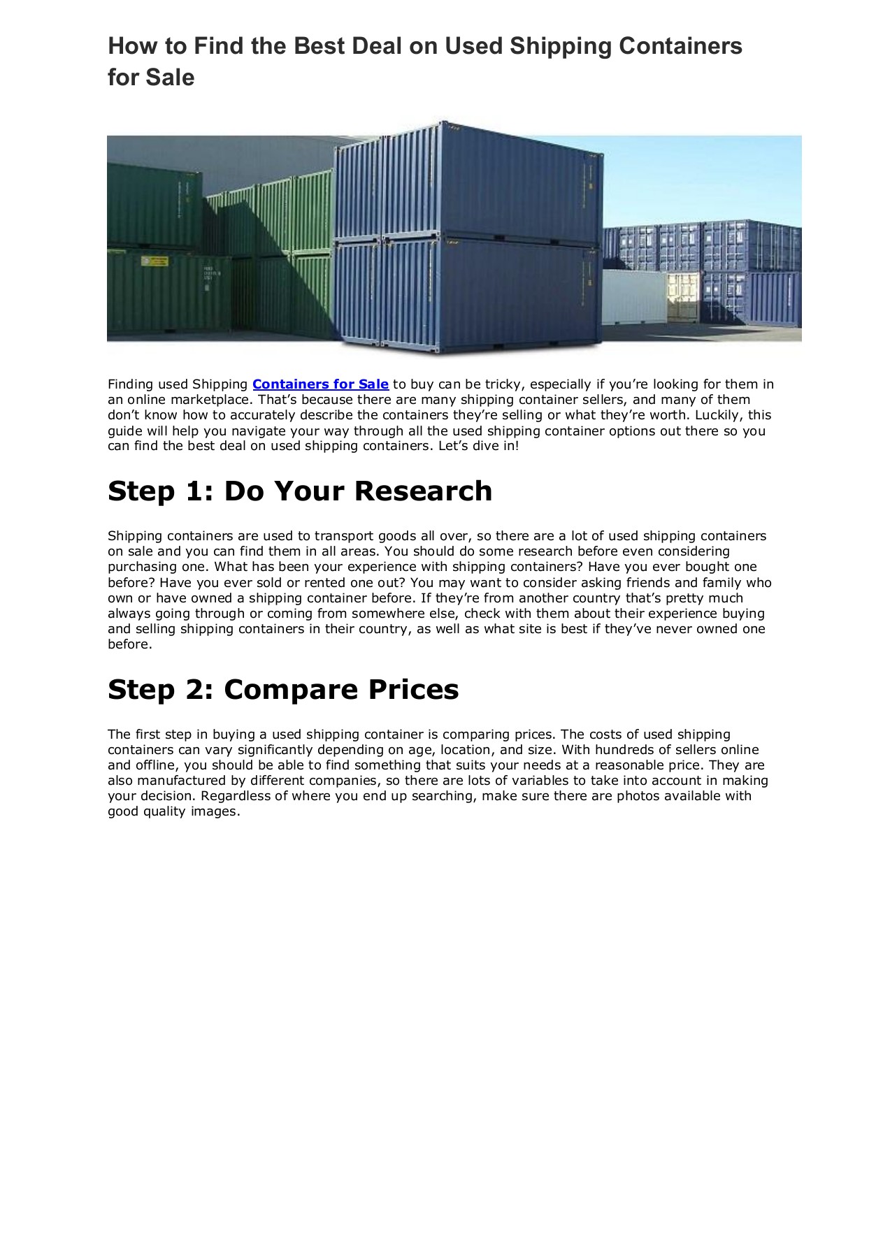 How to Find the Best Deal on Used Shipping Containers for Sale - portmc ...