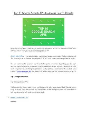 Top 10 Google Search APIs to Access Search Results - Smacient - Page 1 ...